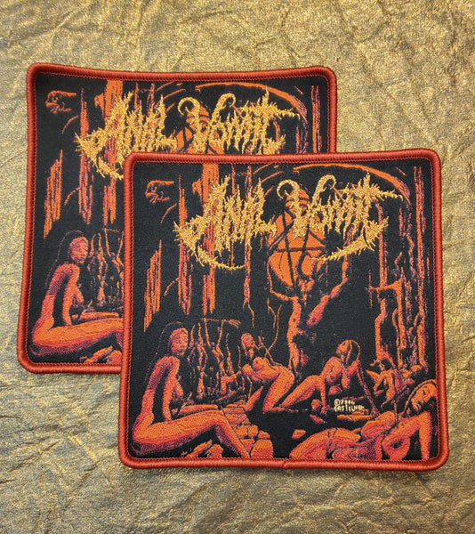 ANAL VOMIT "Demoniac Flagellations" Official Patch (burgundy border) – Patch Master Productions